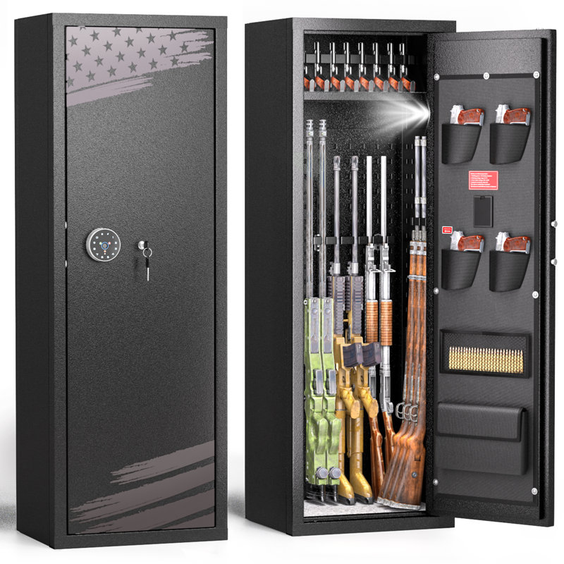 SUNCROWN 10-14 Rifle Gun Safe, Long Gun Safes for Rifle and Shotgun with Fingerprint Lock and ...